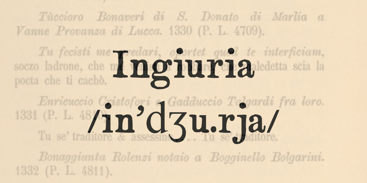 Etimologia di Ingiuria, s.f. | Massime dal Passato